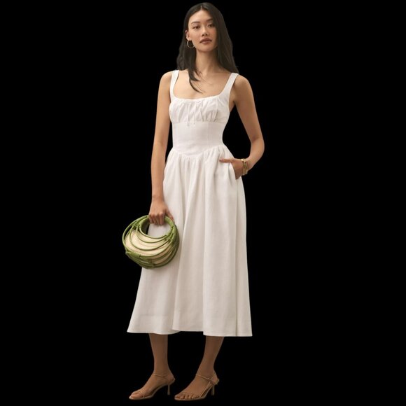 Reformation | Dresses | Reformation Balia Linen Dress White 224 Spring ...